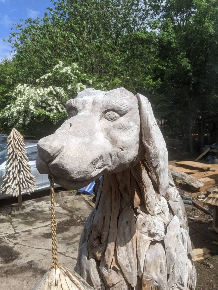 Large Drift Wood Dog Hand Made - Etsy