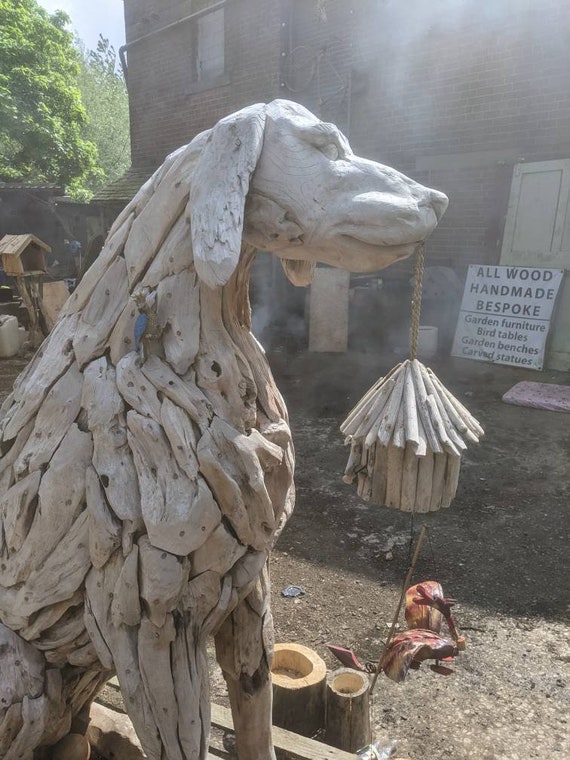 Large Drift Wood Dog Hand Made - Etsy