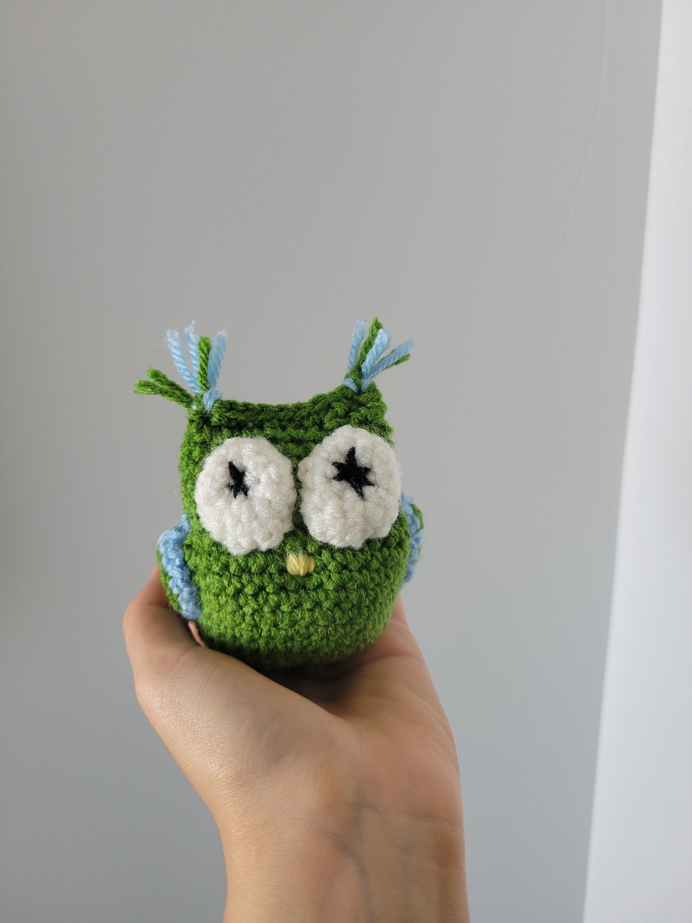 Small Crochet Green and Blue Hoot Owl Plush - Etsy