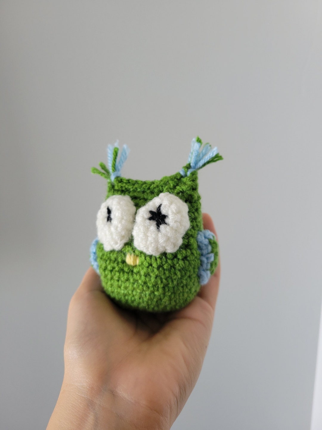 Small Crochet Green and Blue Hoot Owl Plush - Etsy