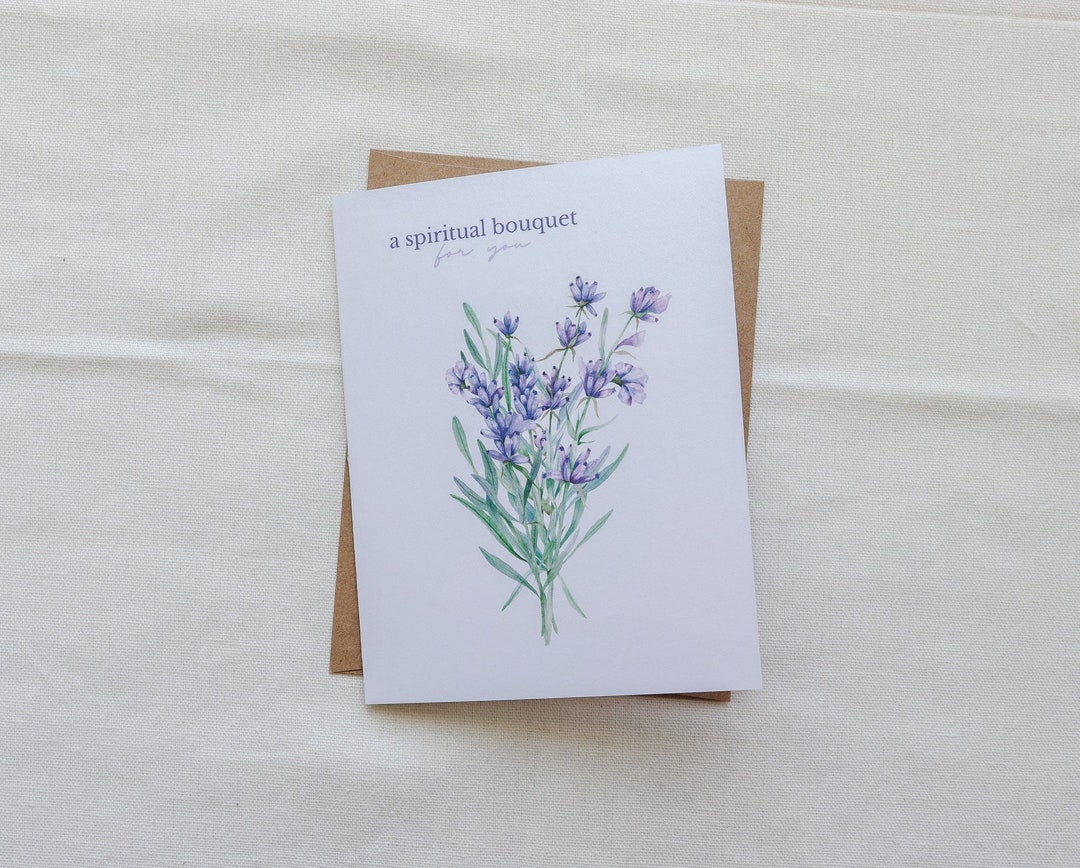 Spiritual Bouquet Card, Purple Floral Card, Prayer Bouquet, Praying for ...
