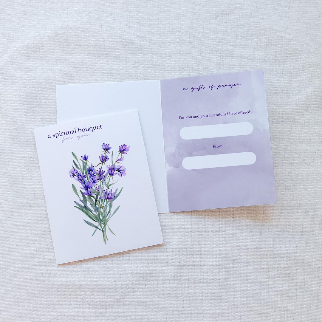 Spiritual Bouquet Card, Purple Floral Card, Prayer Bouquet, Praying for ...