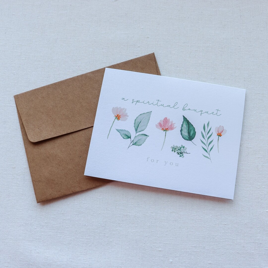 Spiritual Bouquet Card, Green Floral Card, Prayer Bouquet, Praying for ...