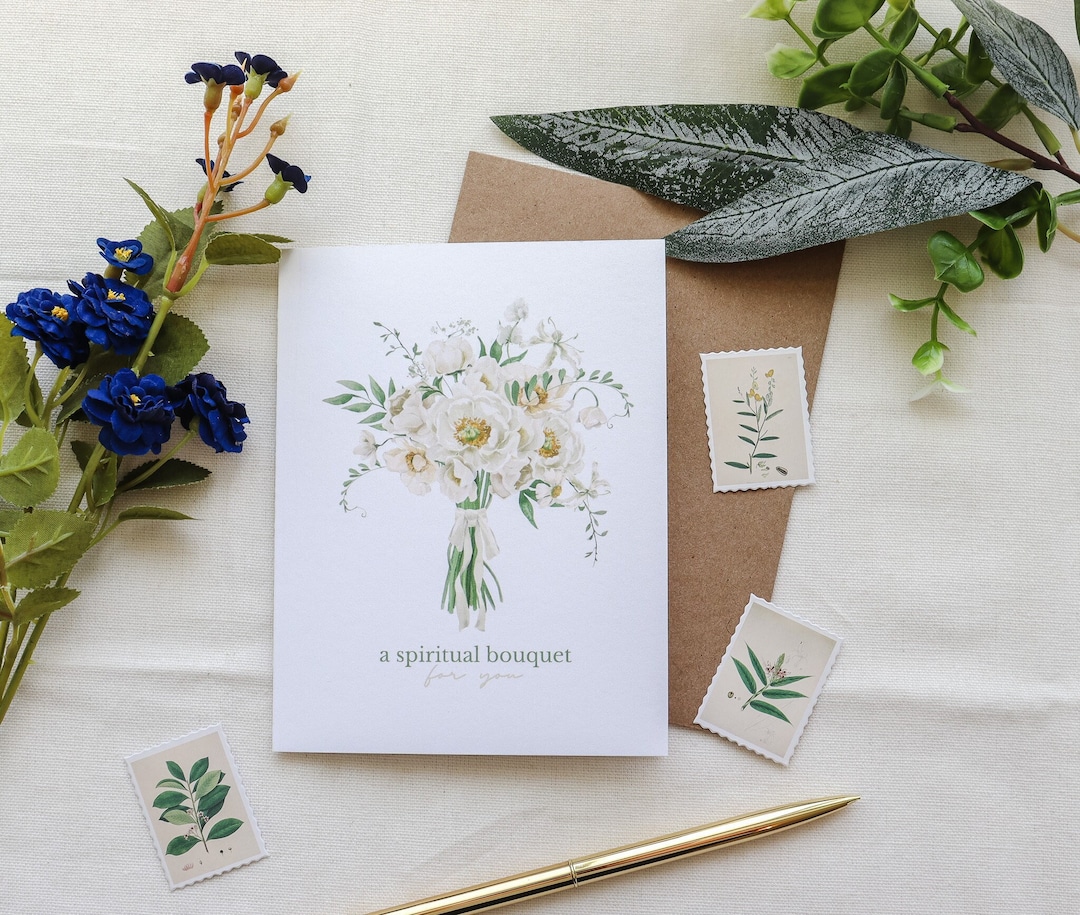 Spiritual Bouquet Card, White Floral Card, Prayer Bouquet, Praying for ...