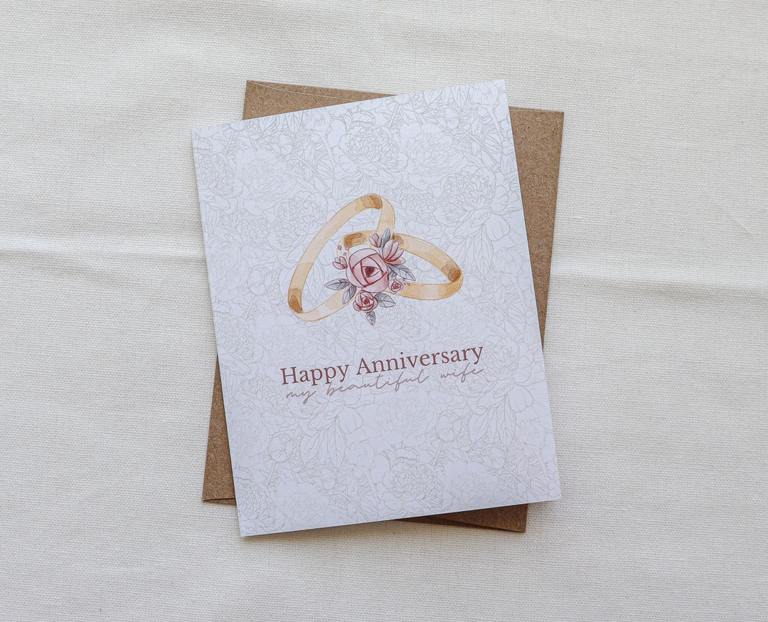 Catholic Anniversary Card for Wife, Floral Rings, Kraft Envelope - Etsy