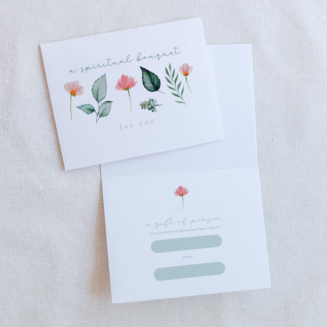 Spiritual Bouquet Card, Green Floral Card, Prayer Bouquet, Praying for ...