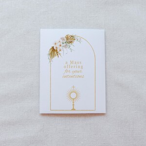 Gold Catholic Mass Intention Card With Monstrance Eucharist and Florals ...