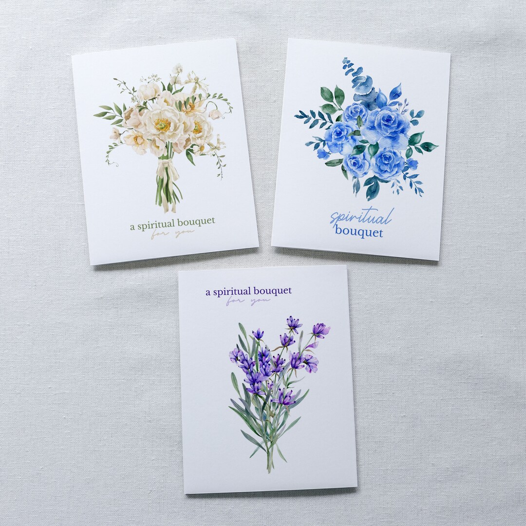Boxed Set of 6 or 12 Spiritual Bouquet Cards, Stationery Cards, Prayer ...