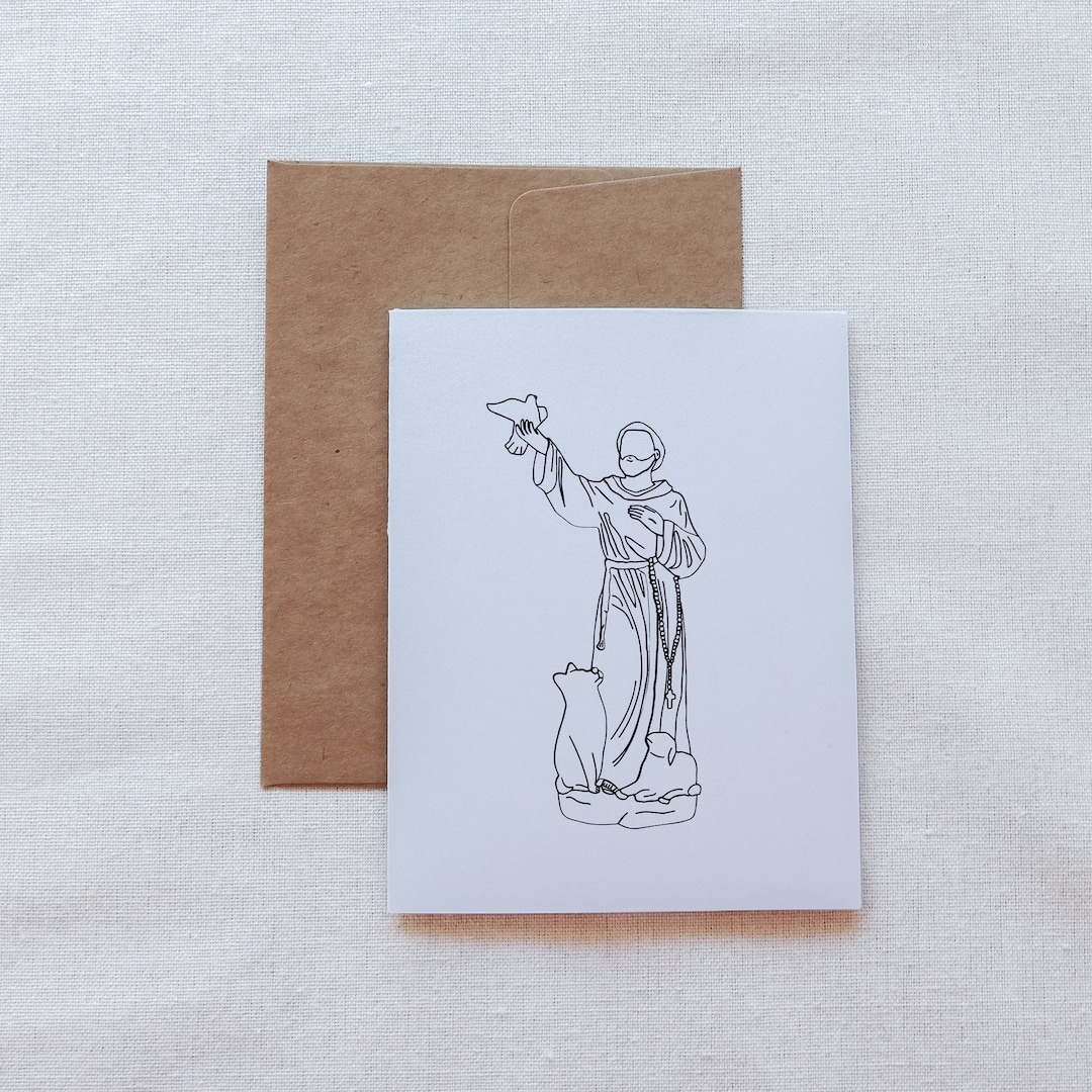 St Francis of Assisi Notecard, Catholic Saint Card, Stationery Card ...