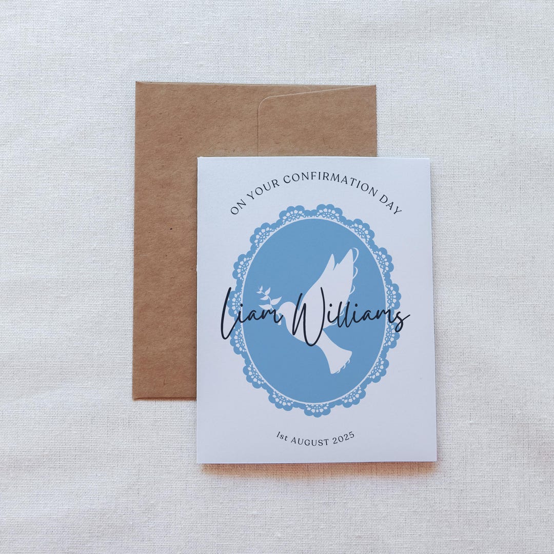 Custom Confirmation Card for Boys, Holy Spirit, Customizable ...