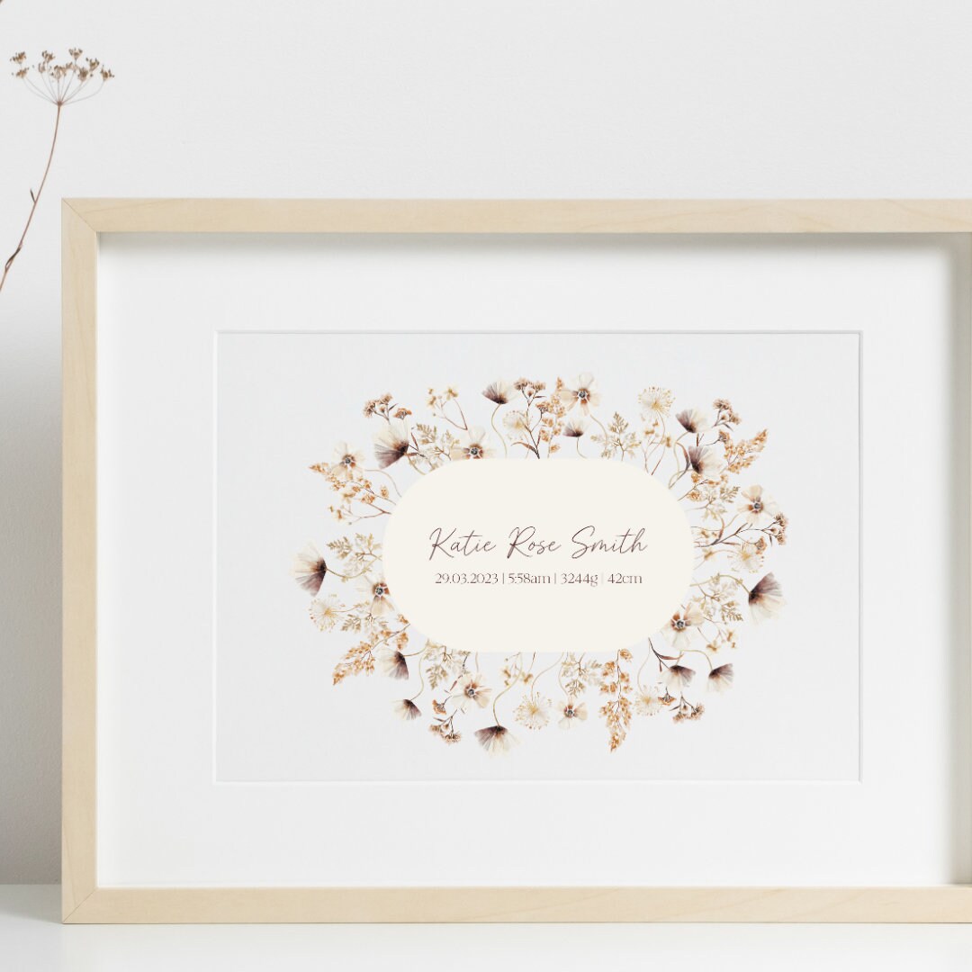 Wildflower Nursery Print Personalised Nursery Wall Art Nursery Wall ...