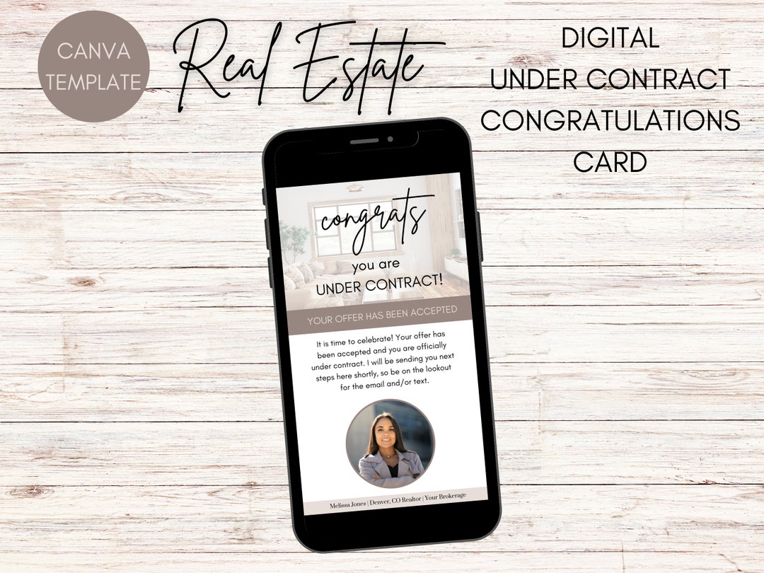 Under Contract Congratulations Card | Digital Congratulations Card ...