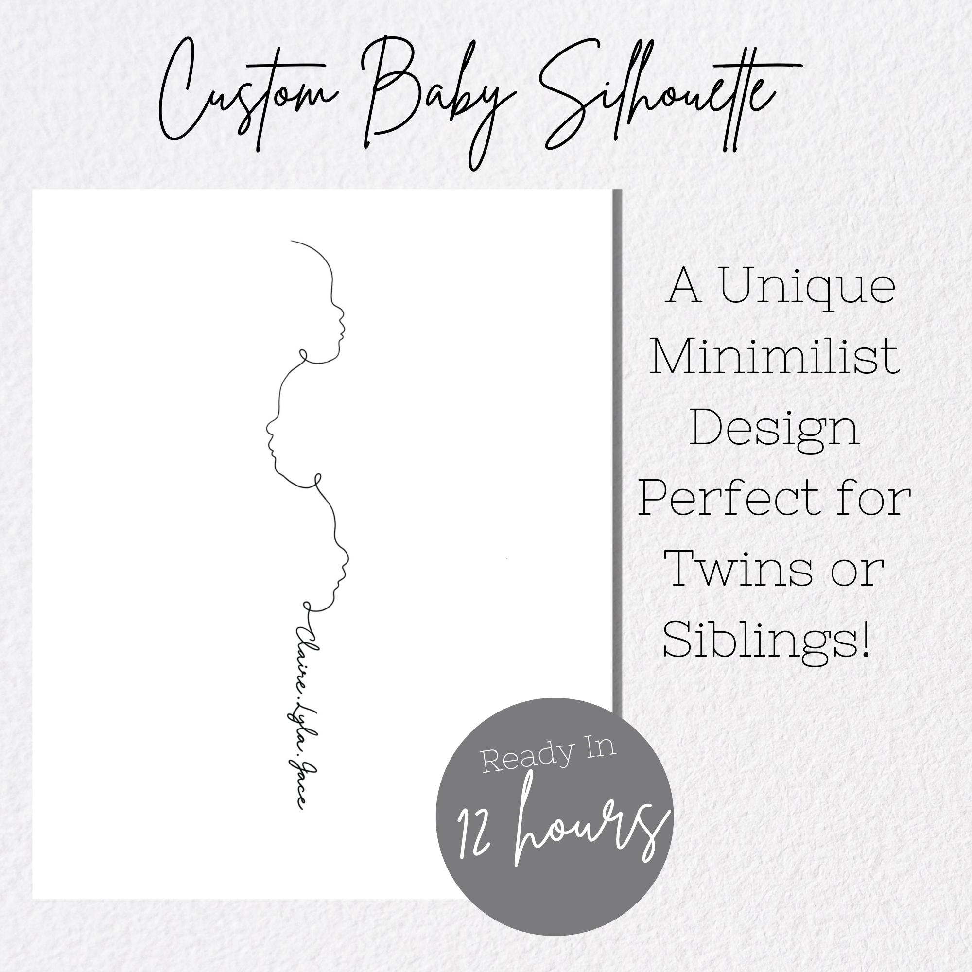Minimalist Custom Baby Face Side Profile/name Outline Fine Line Mother ...