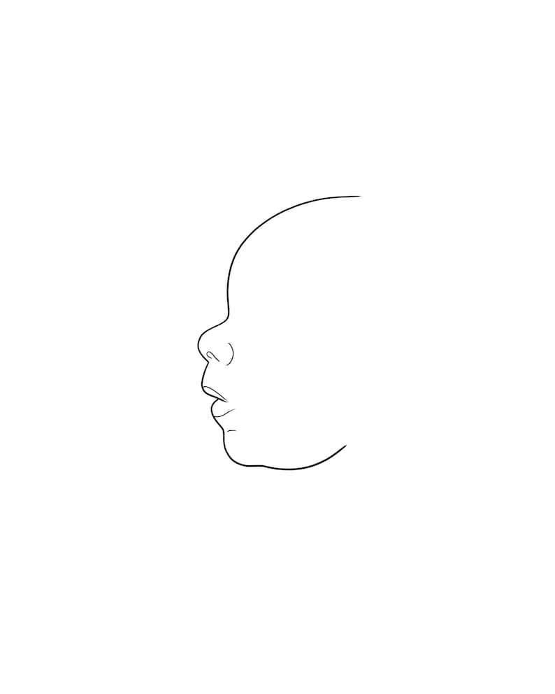 Minimal Line Art Baby Side Profile Tattoo Digital Design JPEG PNG SVG ...