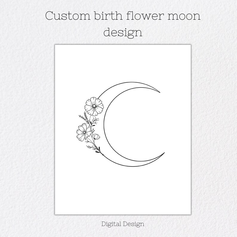 Custom Birth Flower Moon Tattoo Digital Design - Etsy