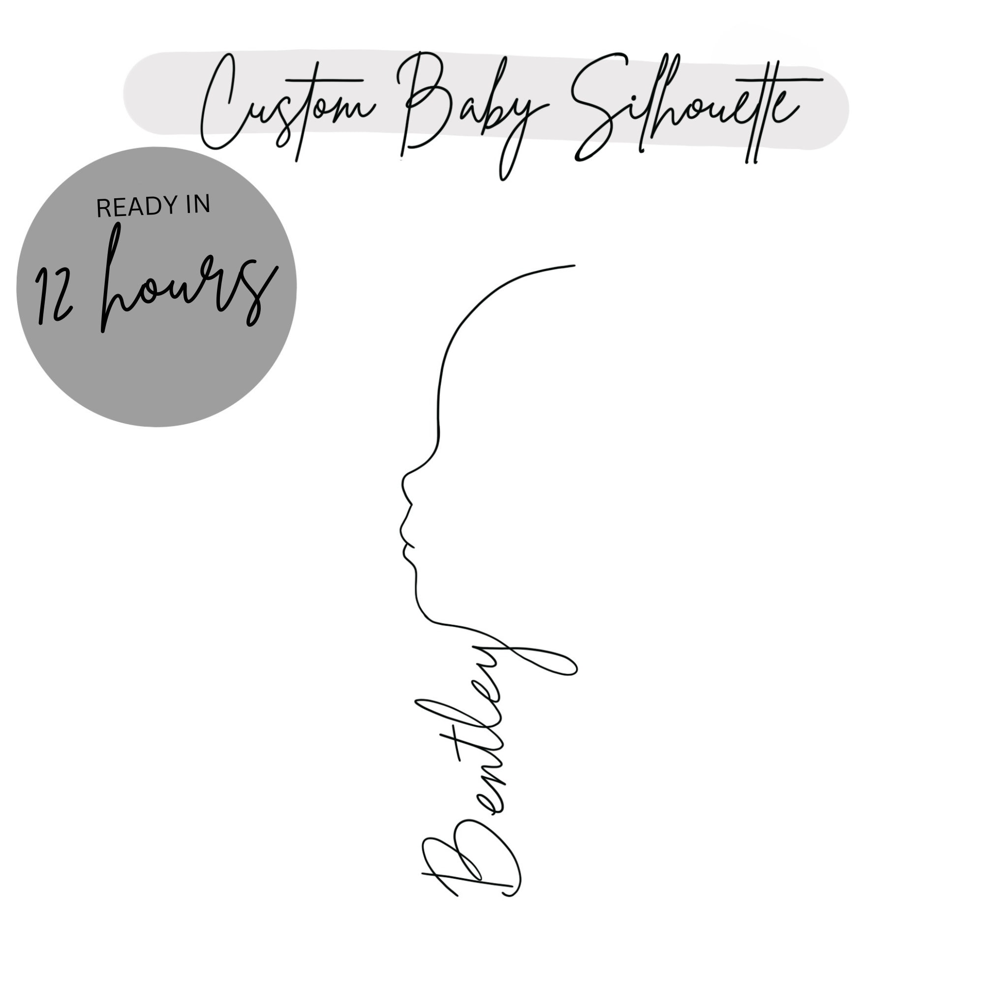 Minimalist Baby Side Profile Silhouette Fine Line Digital Tattoo Design ...