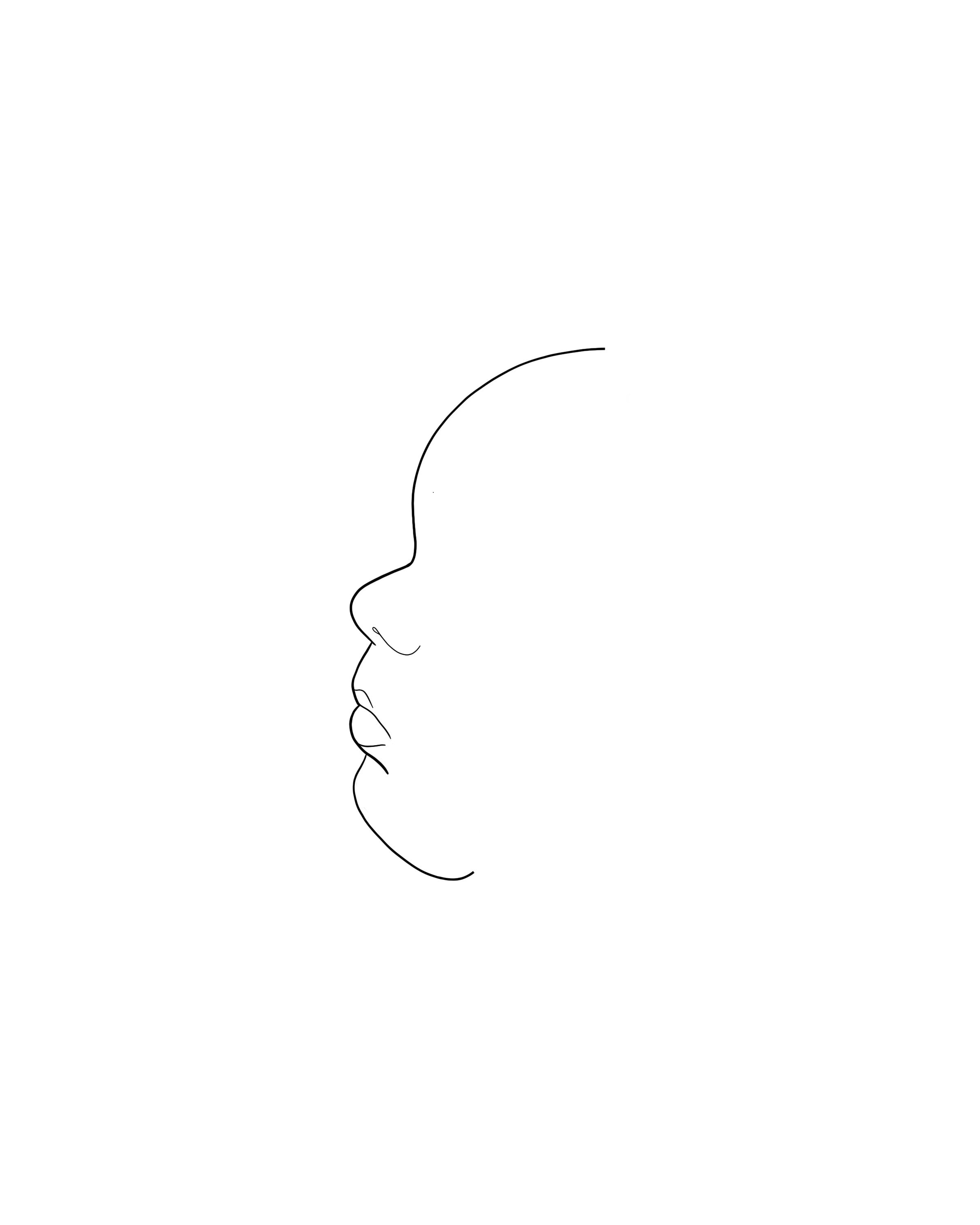 Minimal Line Art Baby Side Profile Tattoo Digital Design JPEG PNG SVG ...