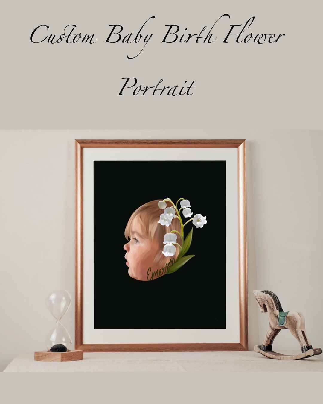 Baby Side Profile Birth Flower Portrait Digital Print - Etsy
