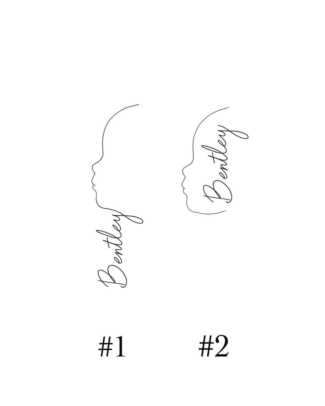 Custom Minimal Baby Side Profile Silhouette Birth Flower/name Fine Line ...