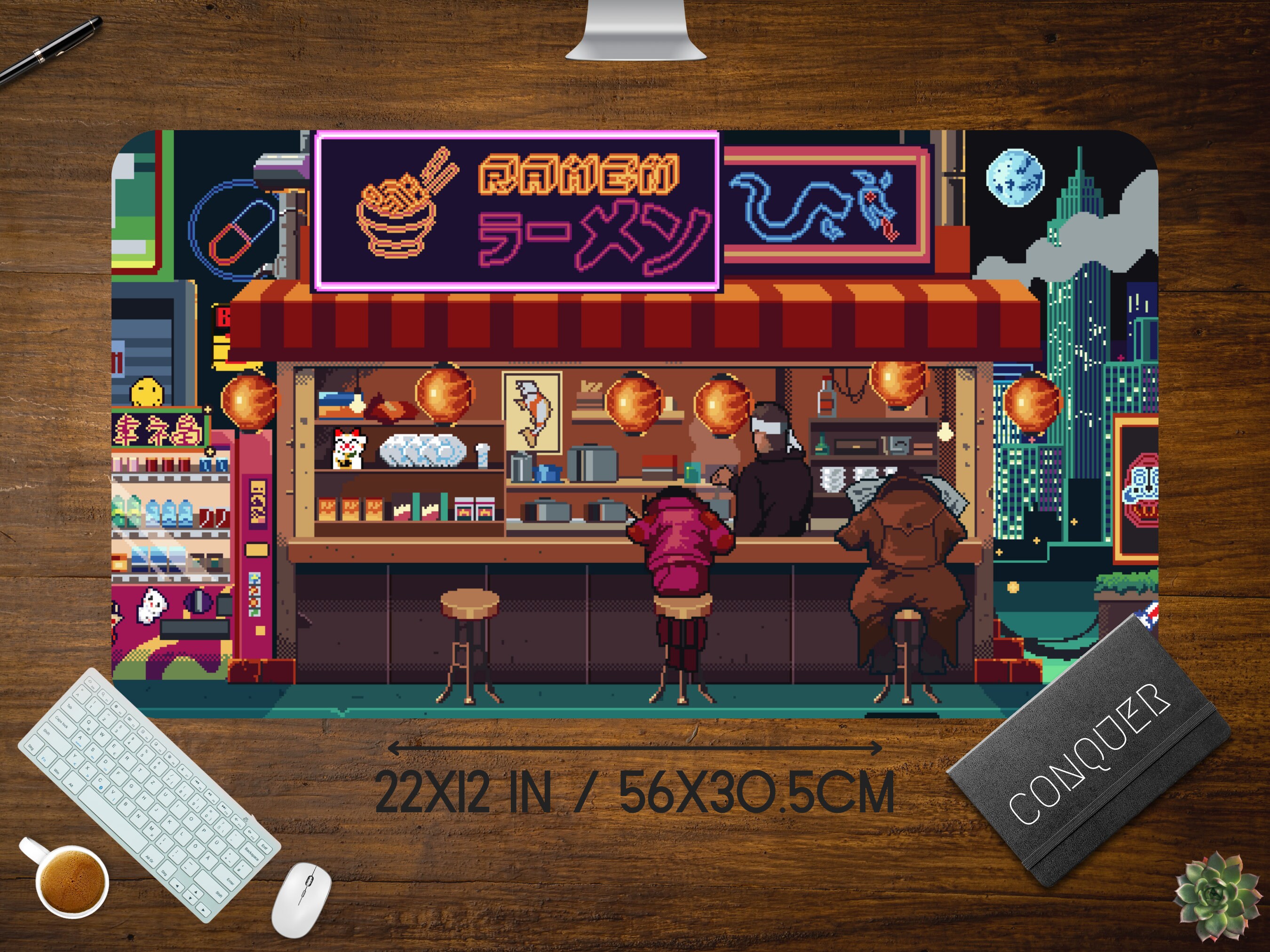 Japanese Ramen Food Stall Pixel Art Mouse Pad, Anime Pixel Art Lo-fi ...
