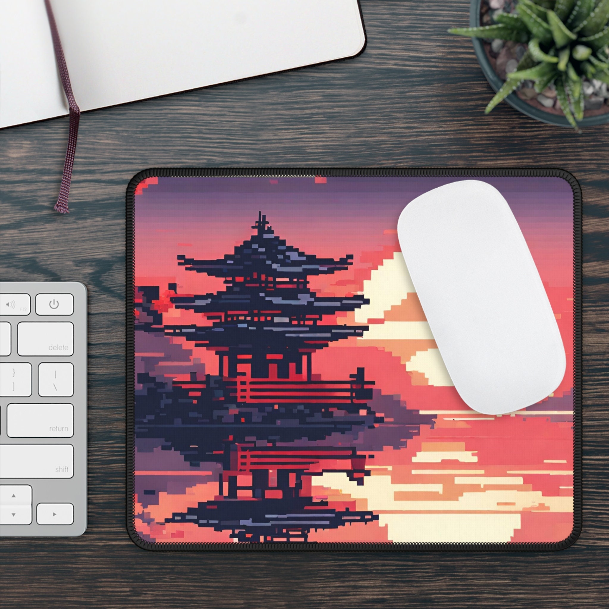 Japanese Temple Pixel Art Mouse Pad, Anime Pixel Art Lo-fi Aesthetic ...