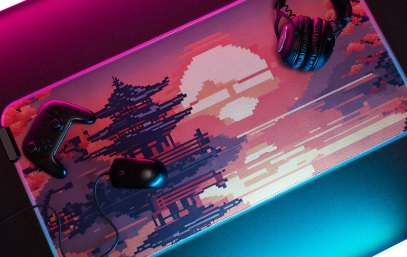 Japanese Temple Pixel Art Mouse Pad, Anime Pixel Art Lo-fi Aesthetic ...