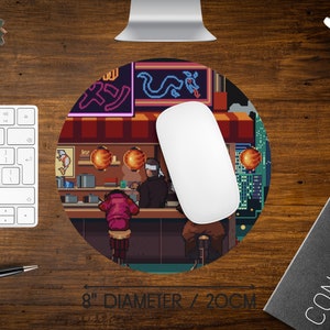 Japanese Ramen Food Stall Pixel Art Mouse Pad, Anime Pixel Art Lo-fi ...