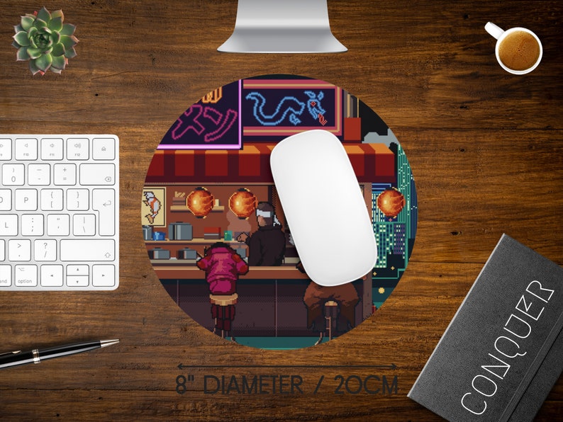 Japanese Ramen Food Stall Pixel Art Mouse Pad, Anime Pixel Art Lo-fi ...