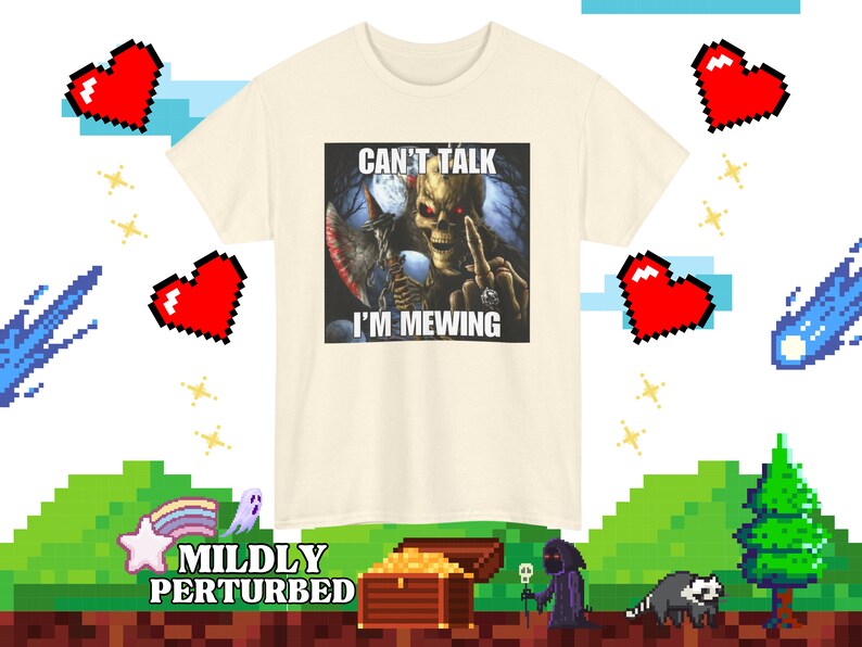 Can't Talk I'm Mewing Funny Hard Skeleton Meme T-shirt, Badass Skeleton ...