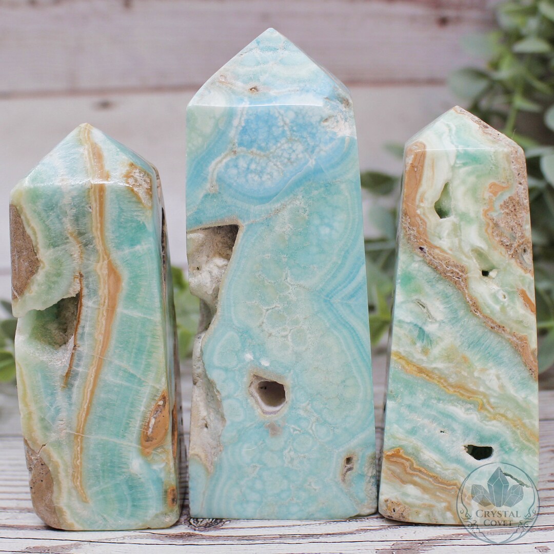 Blue Aragonite Crystal Towers, Aragonite Towers, Hemimorphite Tower ...