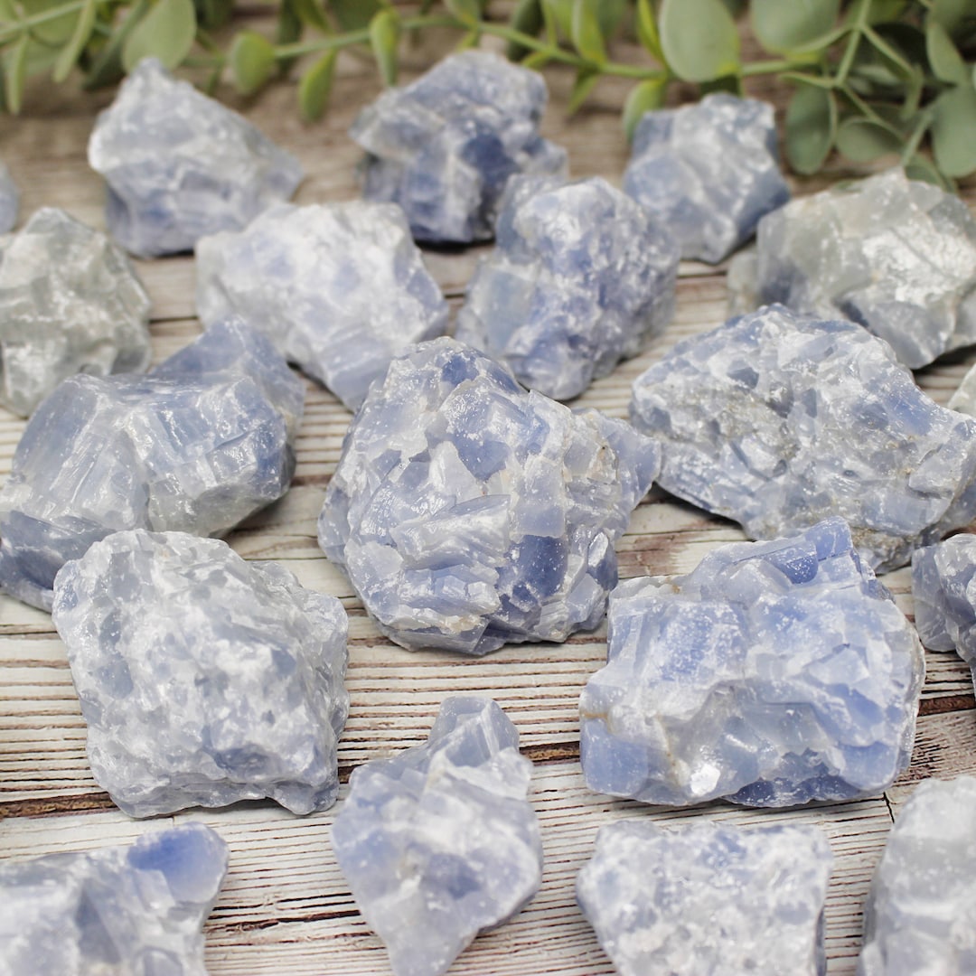 Blue Calcite Crystal Chunks | Raw Blue Calcite | Calcite Clusters ...