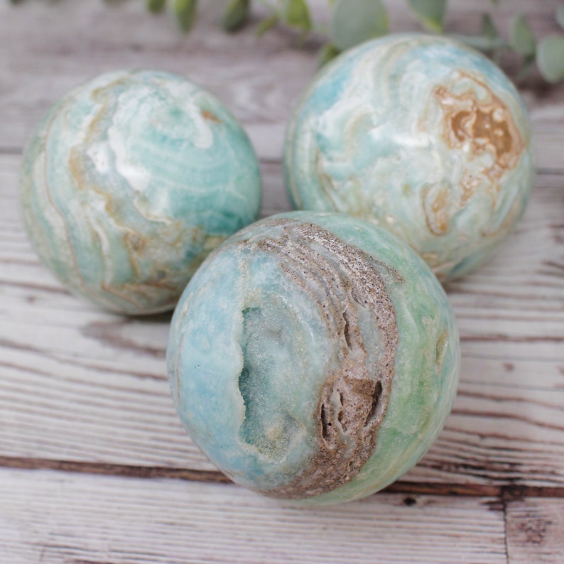 Blue Aragonite Crystal Spheres | Large Blue Aragonite Spheres ...