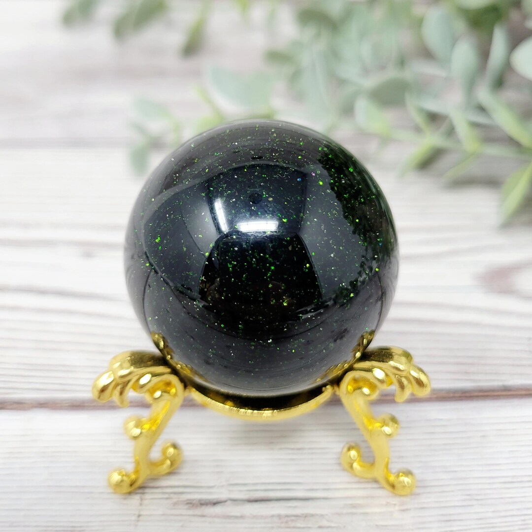 Green Goldstone Sphere, Green Sandstone, Green Goldstone Crystal, Green ...