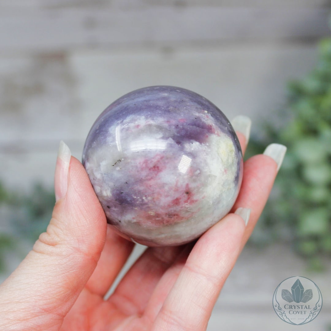 Unicorn Stone Spheres | Lepidolite & Pink Tourmaline | Pegmatite ...
