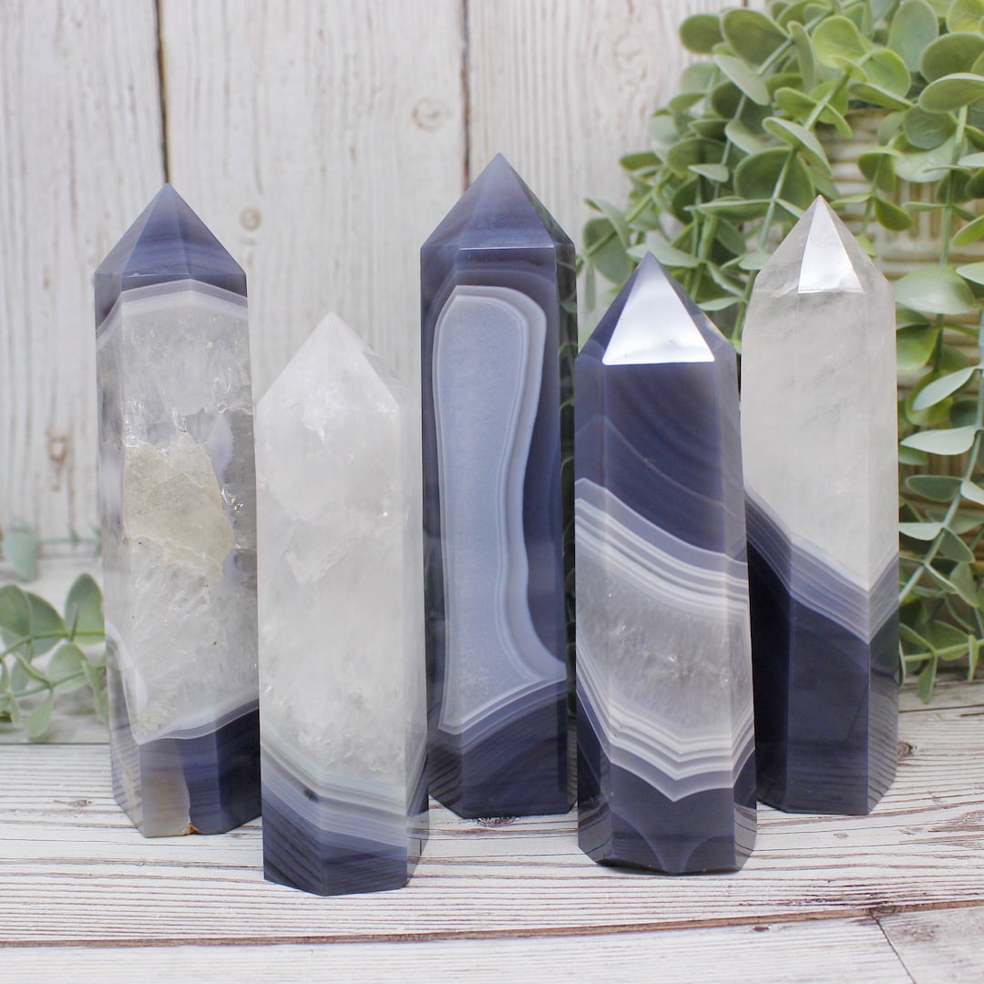 Grey Banded Agate Tower | Gray Banded Agate Tower | Agate Quartz Tower ...