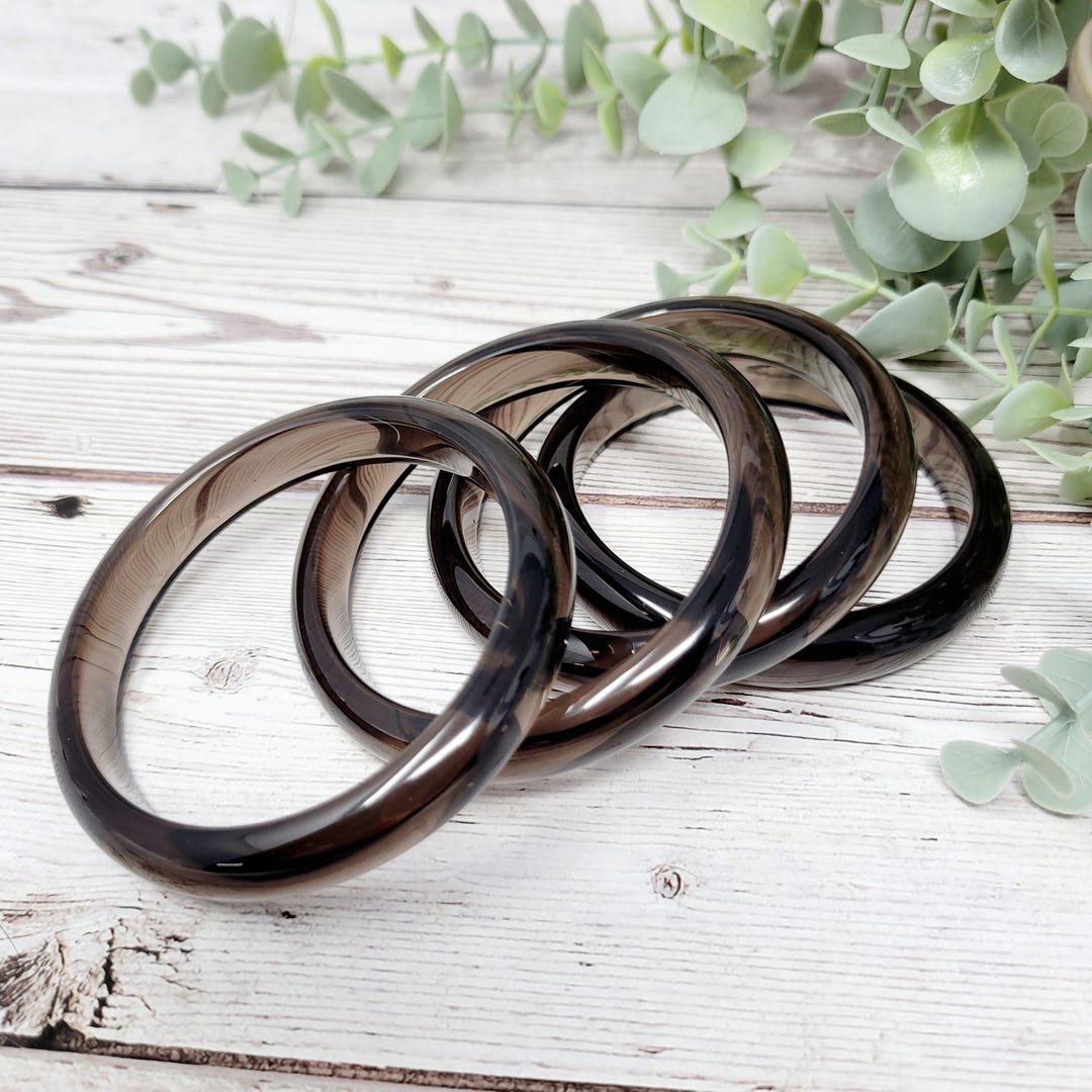 Smokey Ice Obsidian Bangle Bracelets, Ice Obsidian Bangles, Obsidian ...