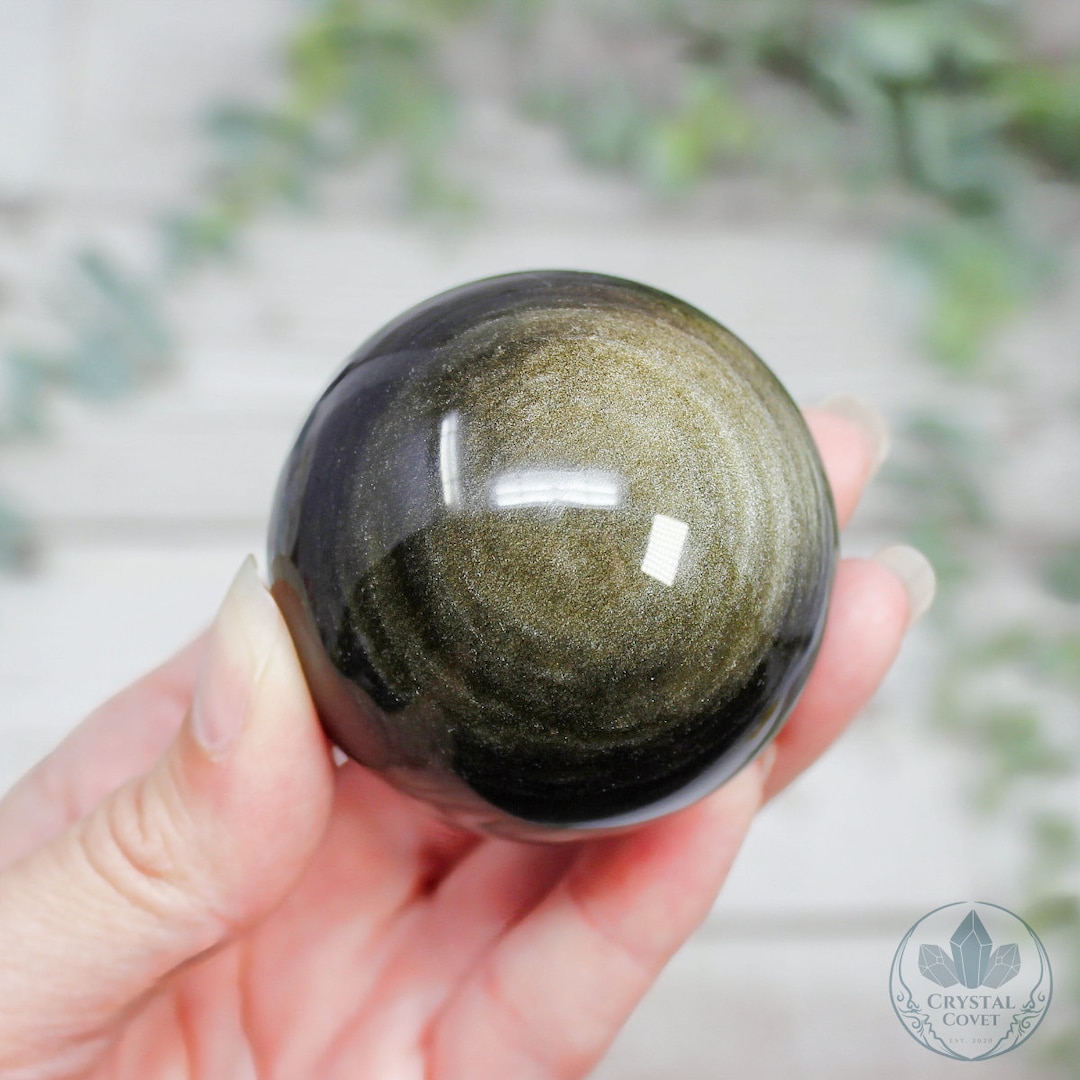 Gold Sheen Obsidian Sphere | Golden Shine Obsidian Crystal Sphere ...