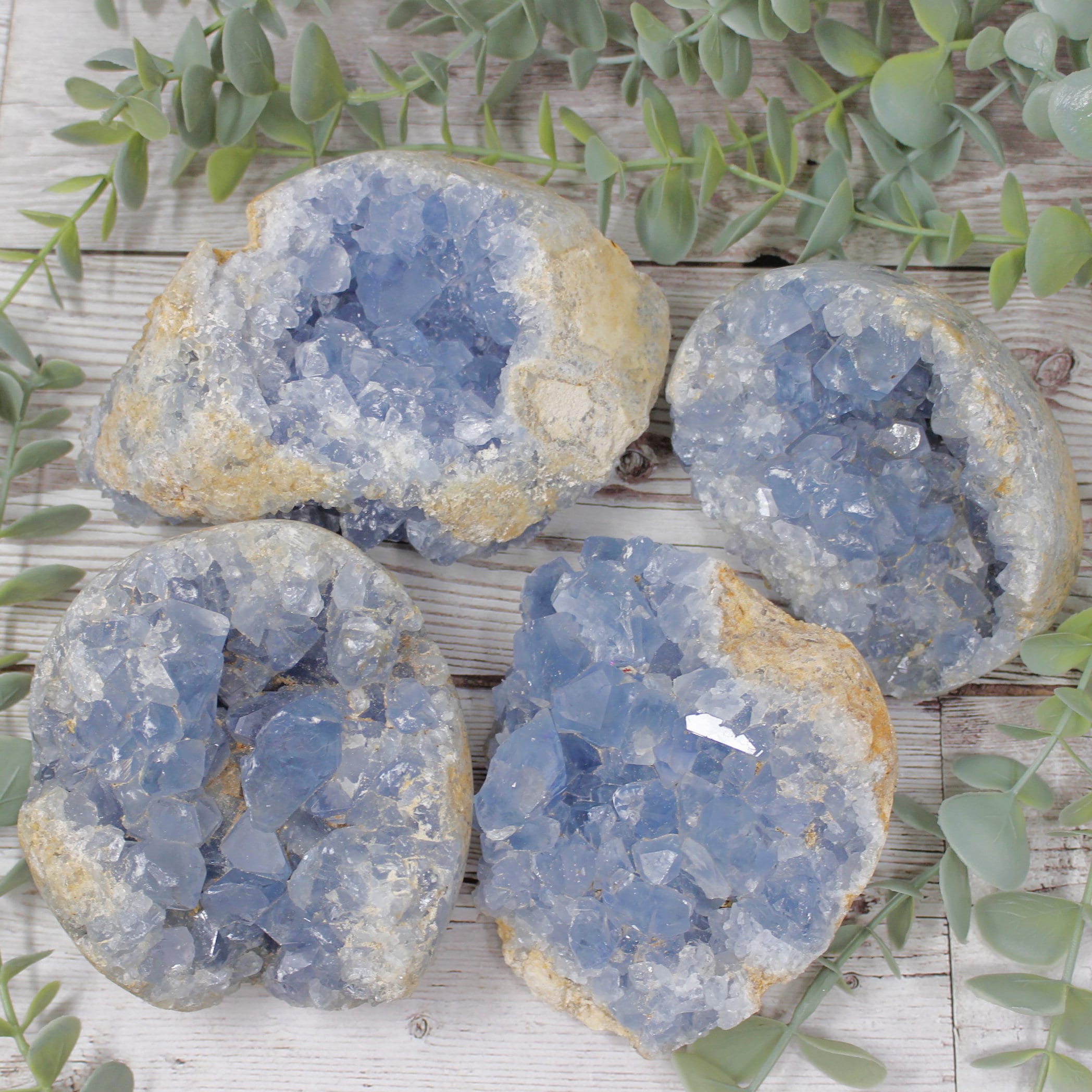 Large Celestite Crystal Geode Clusters, Blue Celestite Crystal ...