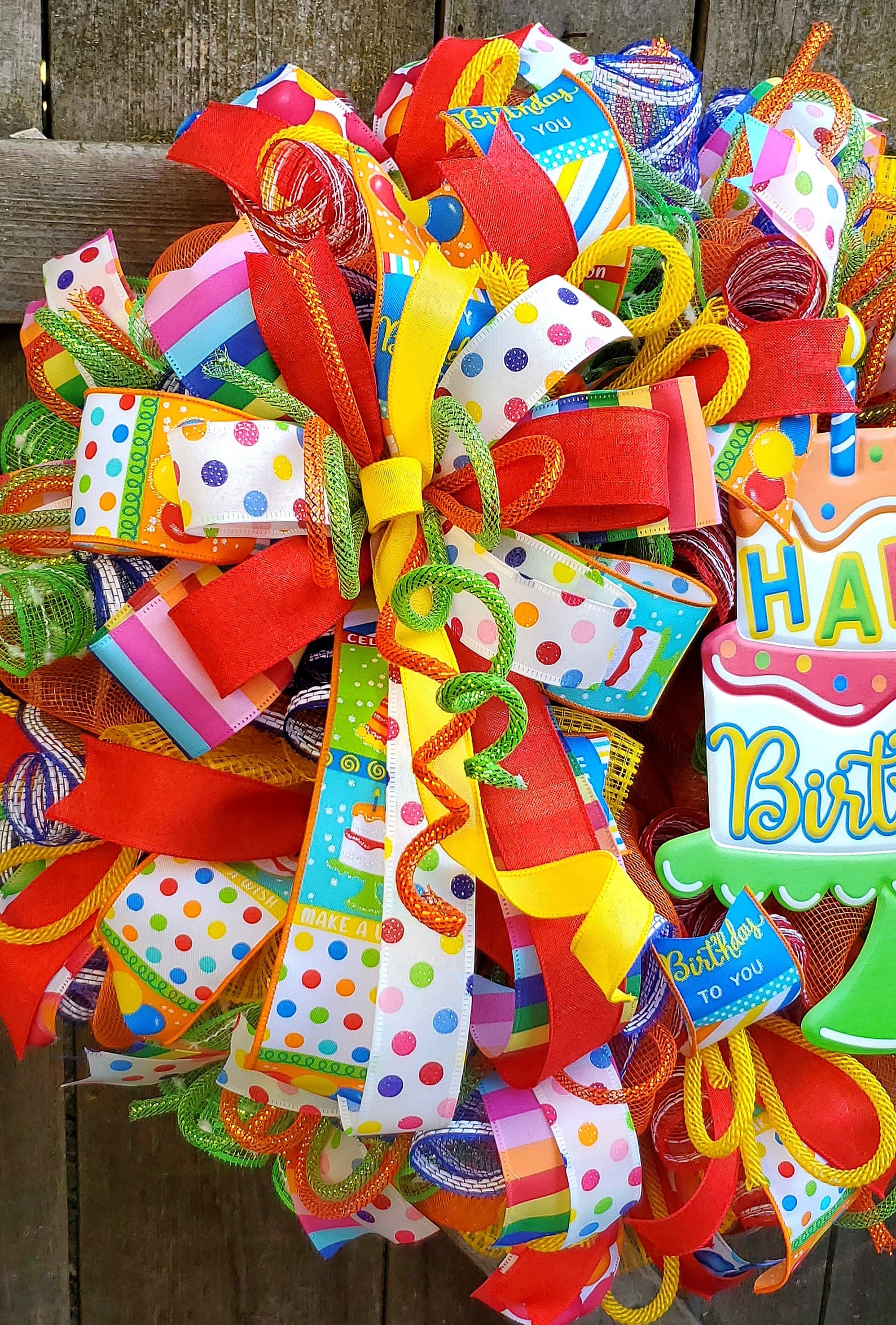 Happy Birthday Wreath: Bright Party Door Decor - Etsy