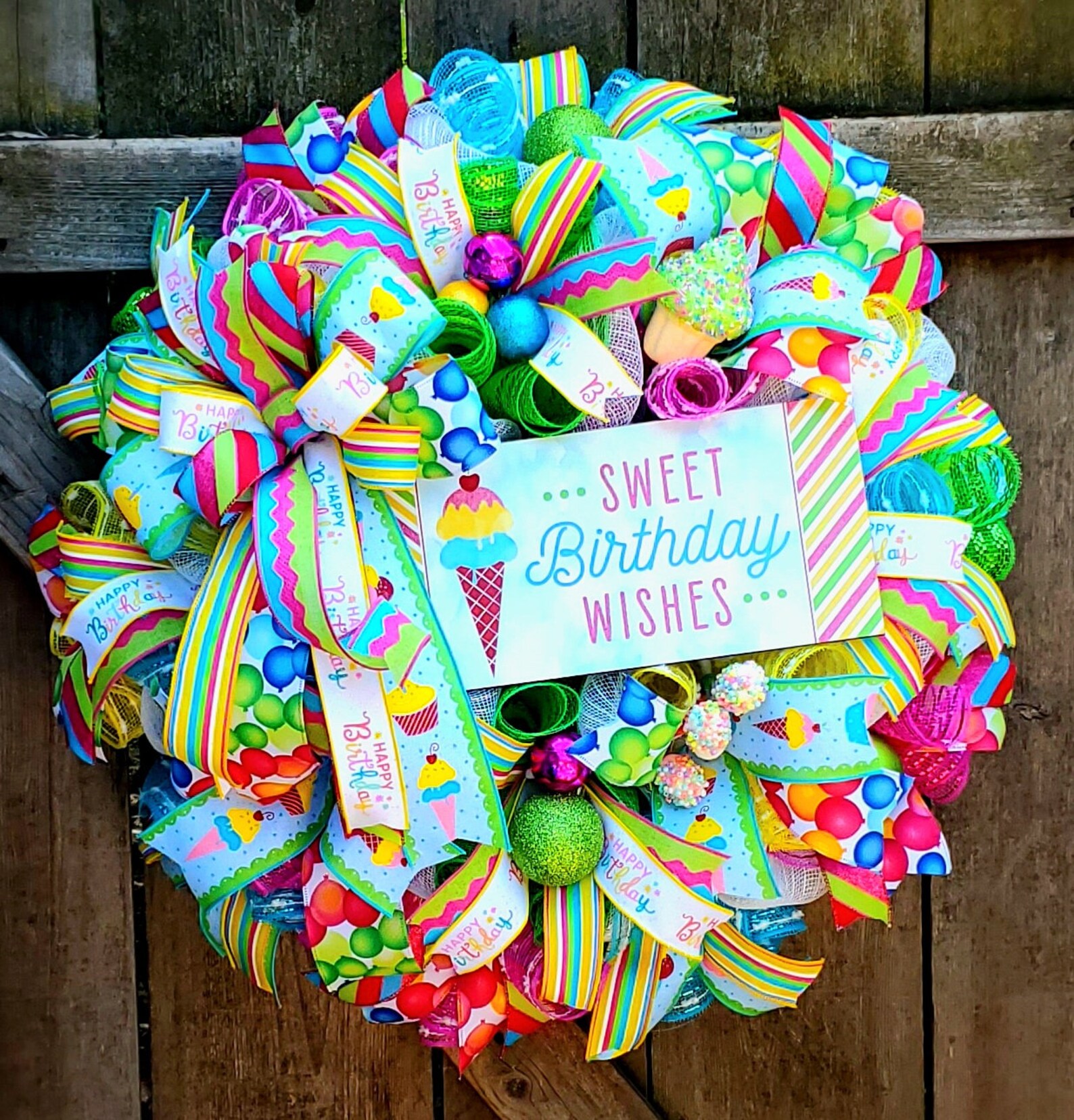 Happy Birthday Wreath: Bright Party Door Decor - Etsy