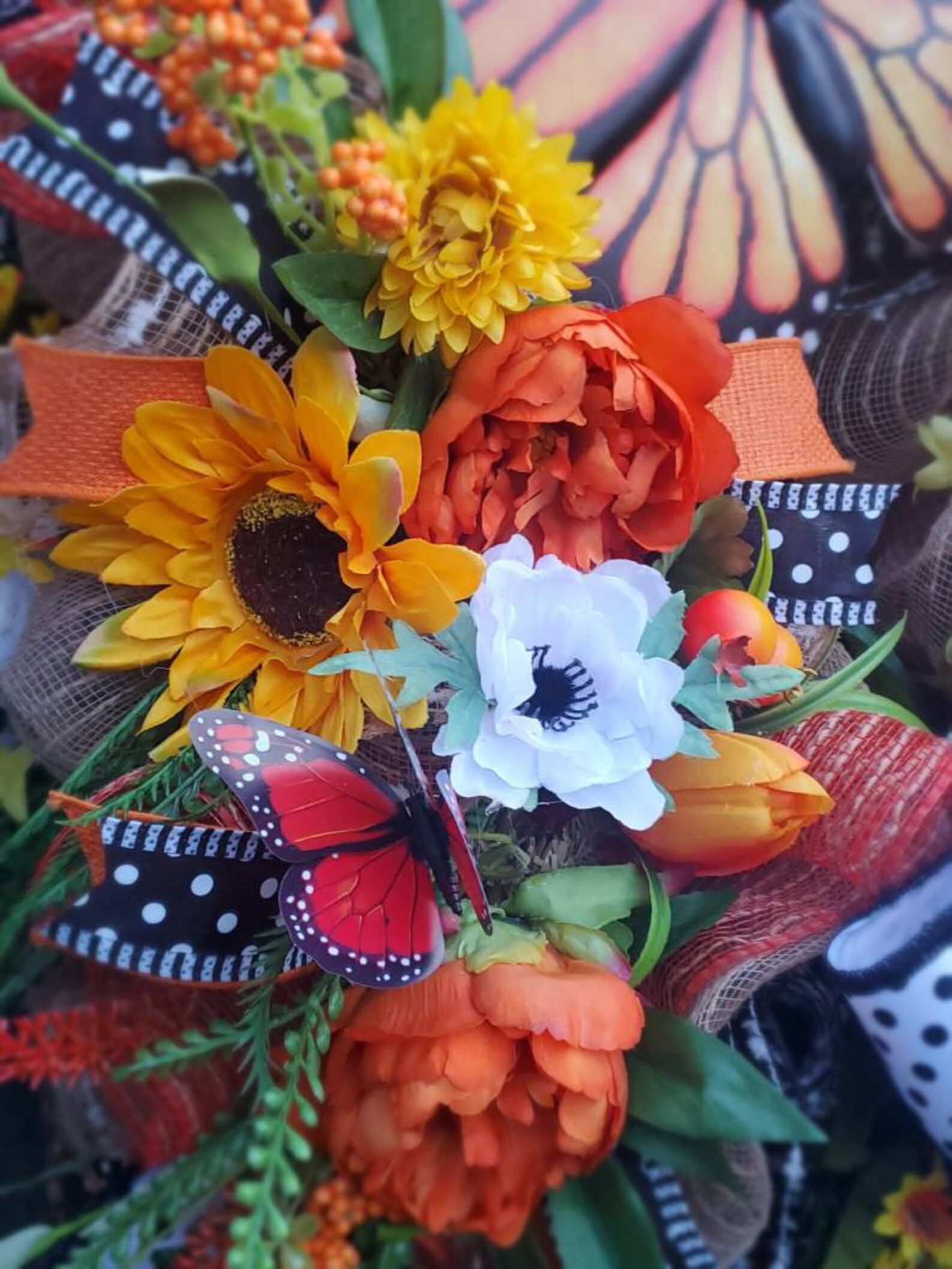 Monarch Butterfly Wreath, Spring Porch Decor, Everyday Swag, Summer ...