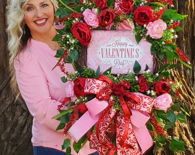 Valentines Day Wreath, Elegant Happy Valentind Day Decor, Amour, Love ...