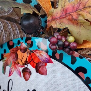 Fall Wreath: Cheetah, Turquoise, and Orange Pumpkin Decor - Etsy