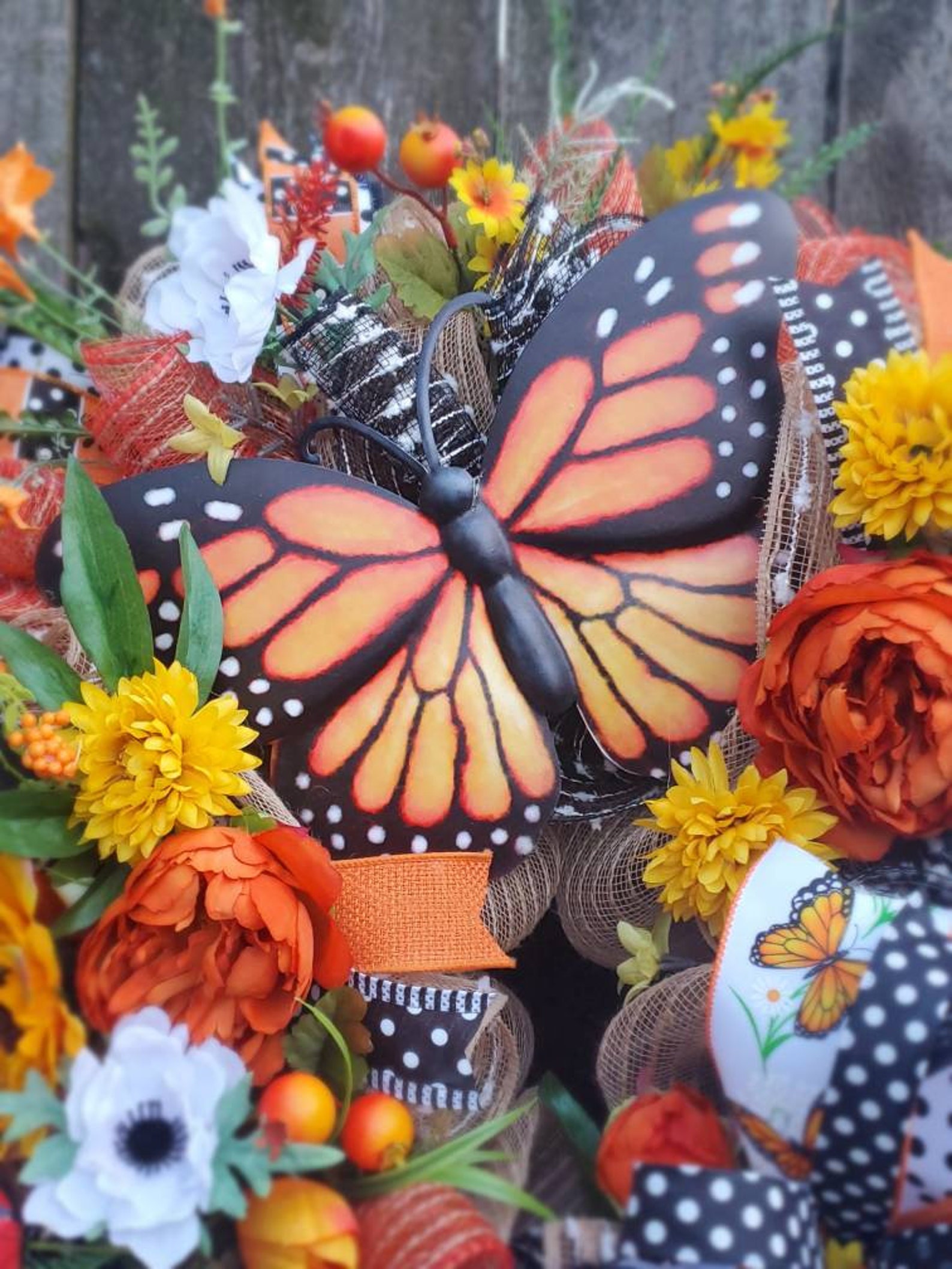 Monarch Butterfly Wreath, Spring Porch Decor, Everyday Swag, Summer ...