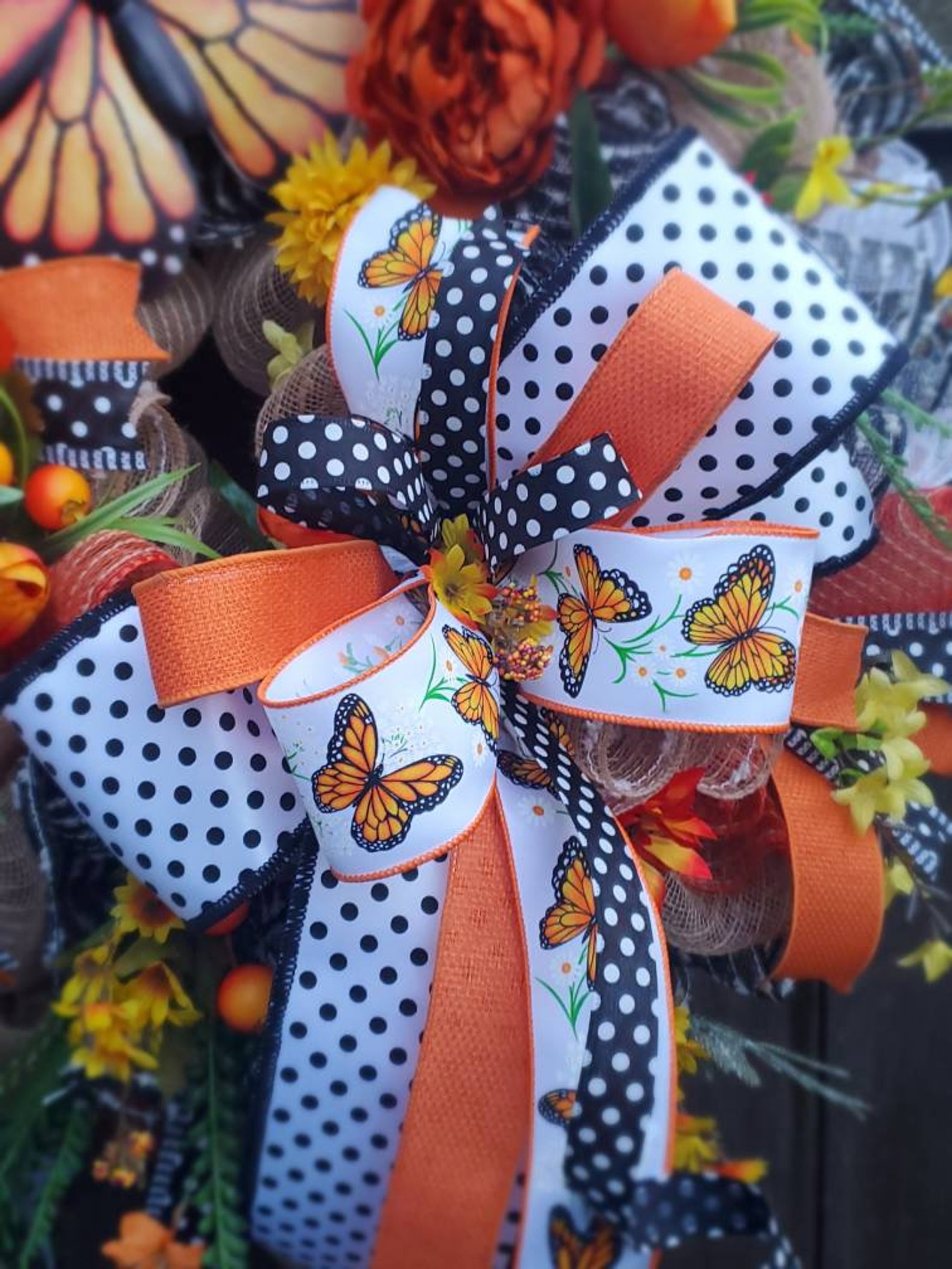 Monarch Butterfly Wreath, Spring Porch Decor, Everyday Swag, Summer ...
