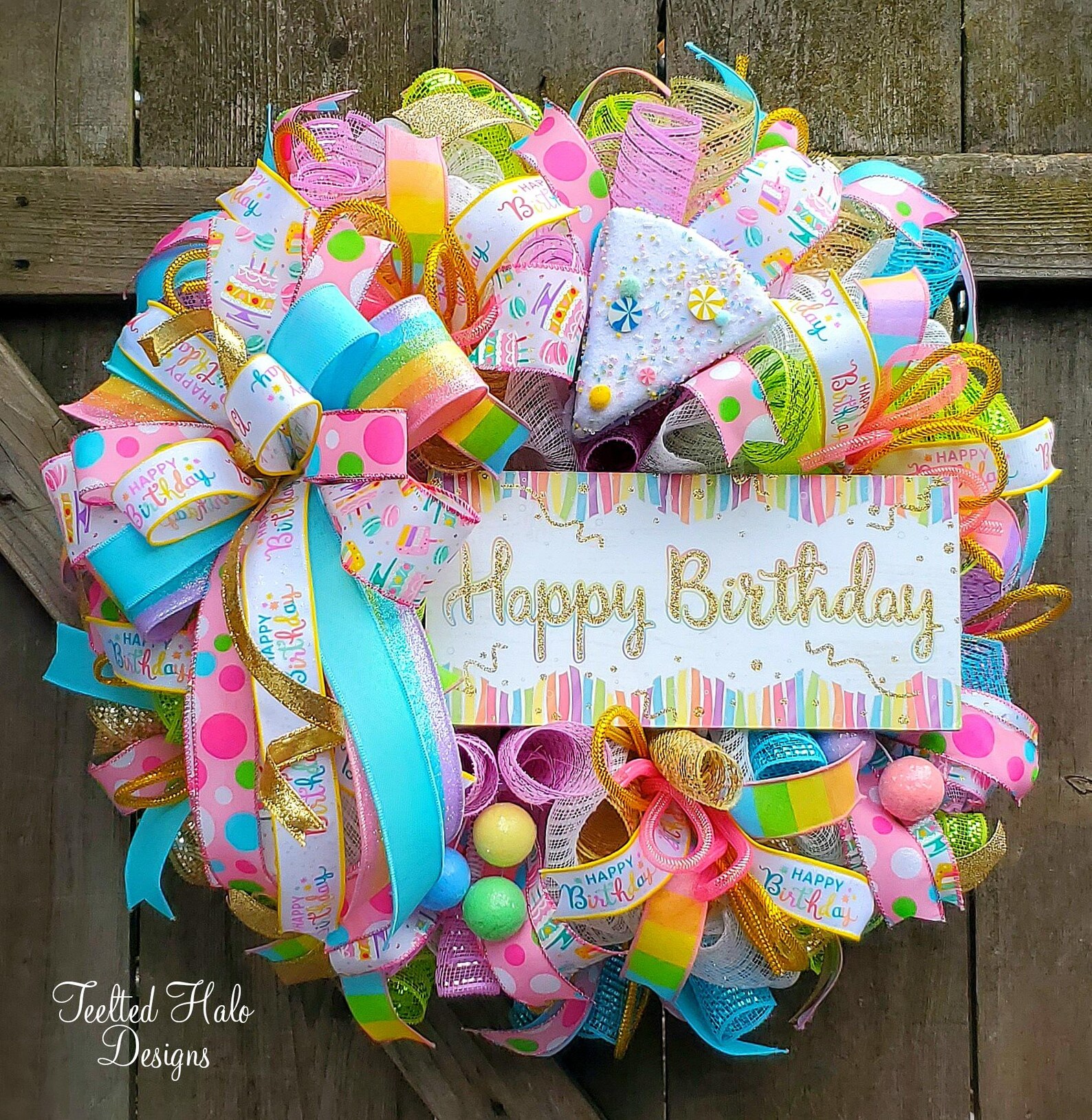 Happy Birthday Wreath: Bright Party Door Decor - Etsy