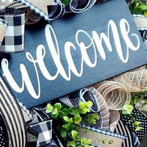 Farmhouse Welcome Wreath: Burlap & Buffalo Check Door Decor - Etsy
