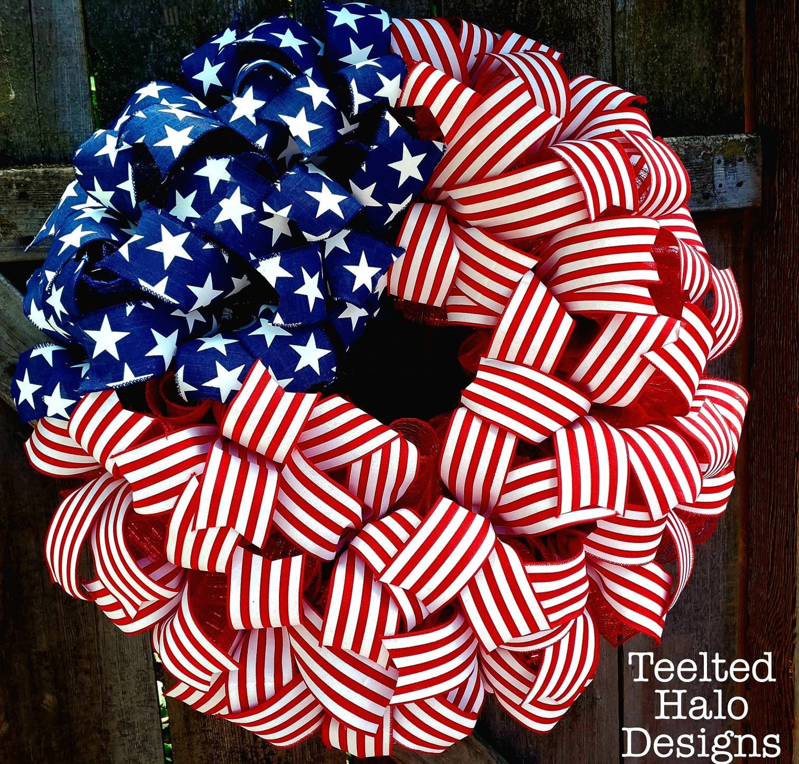 Patriotic Wreath 30 Inch American Flag XL Porch Decor Double - Etsy