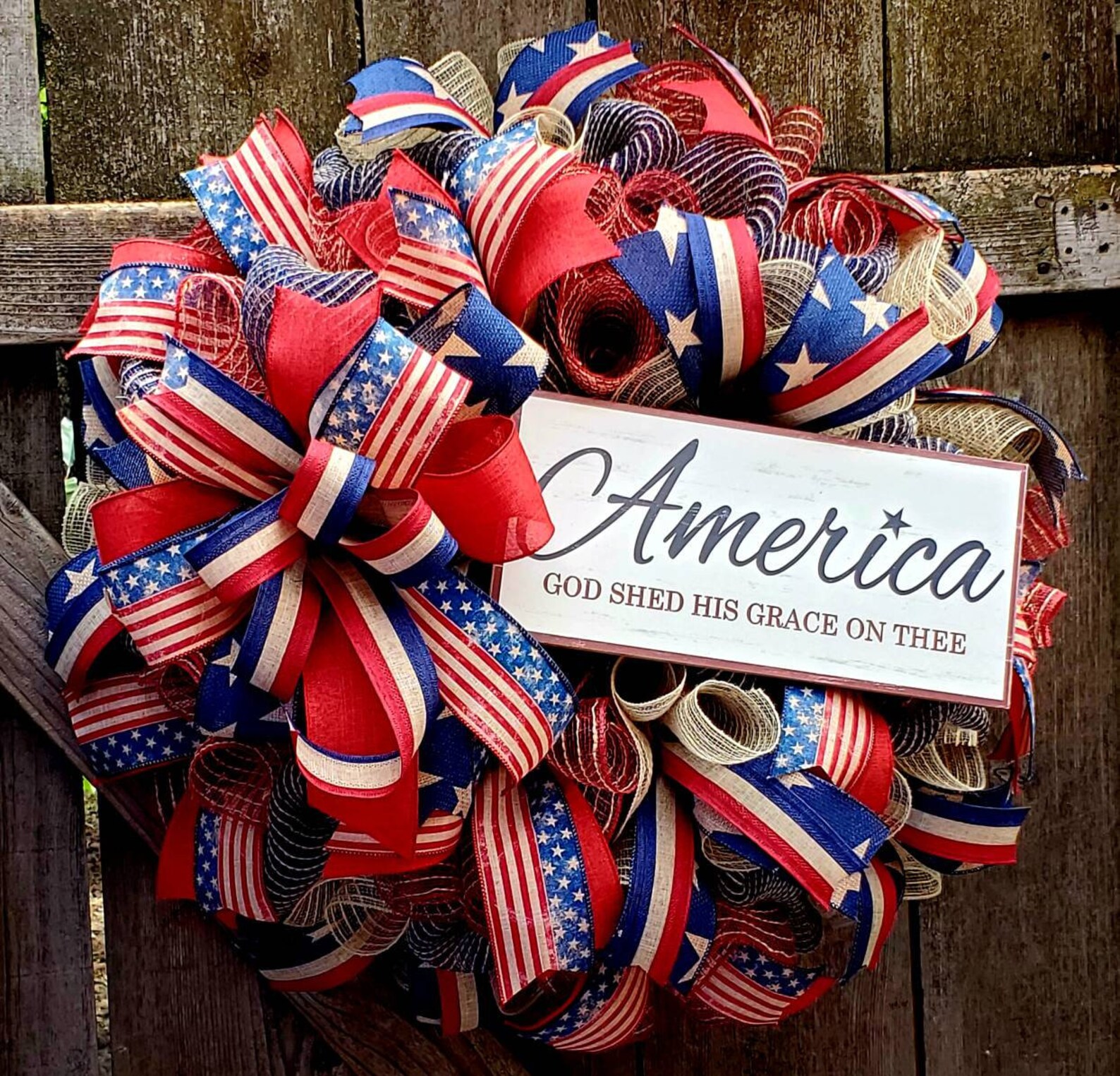 Patriotic Wreath Americana Wreath for Front Door 4th of - Etsy