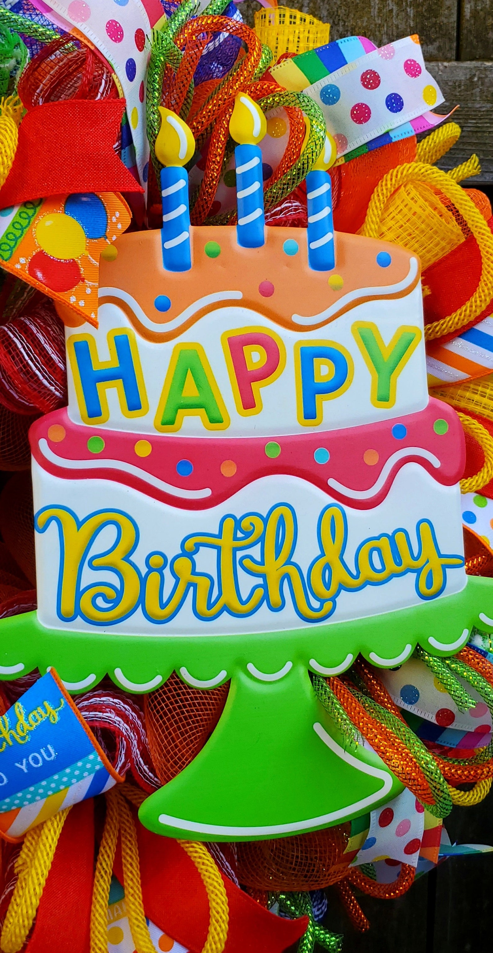 Happy Birthday Wreath: Bright Party Door Decor - Etsy